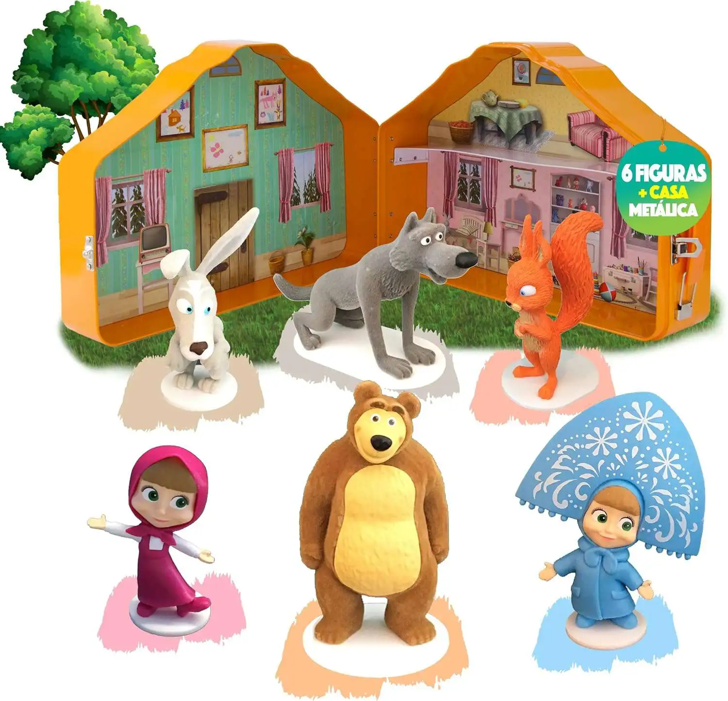 Masha and the Bear Masha and the Bear Set 3 6 Figurines Tin Box Luppa ...