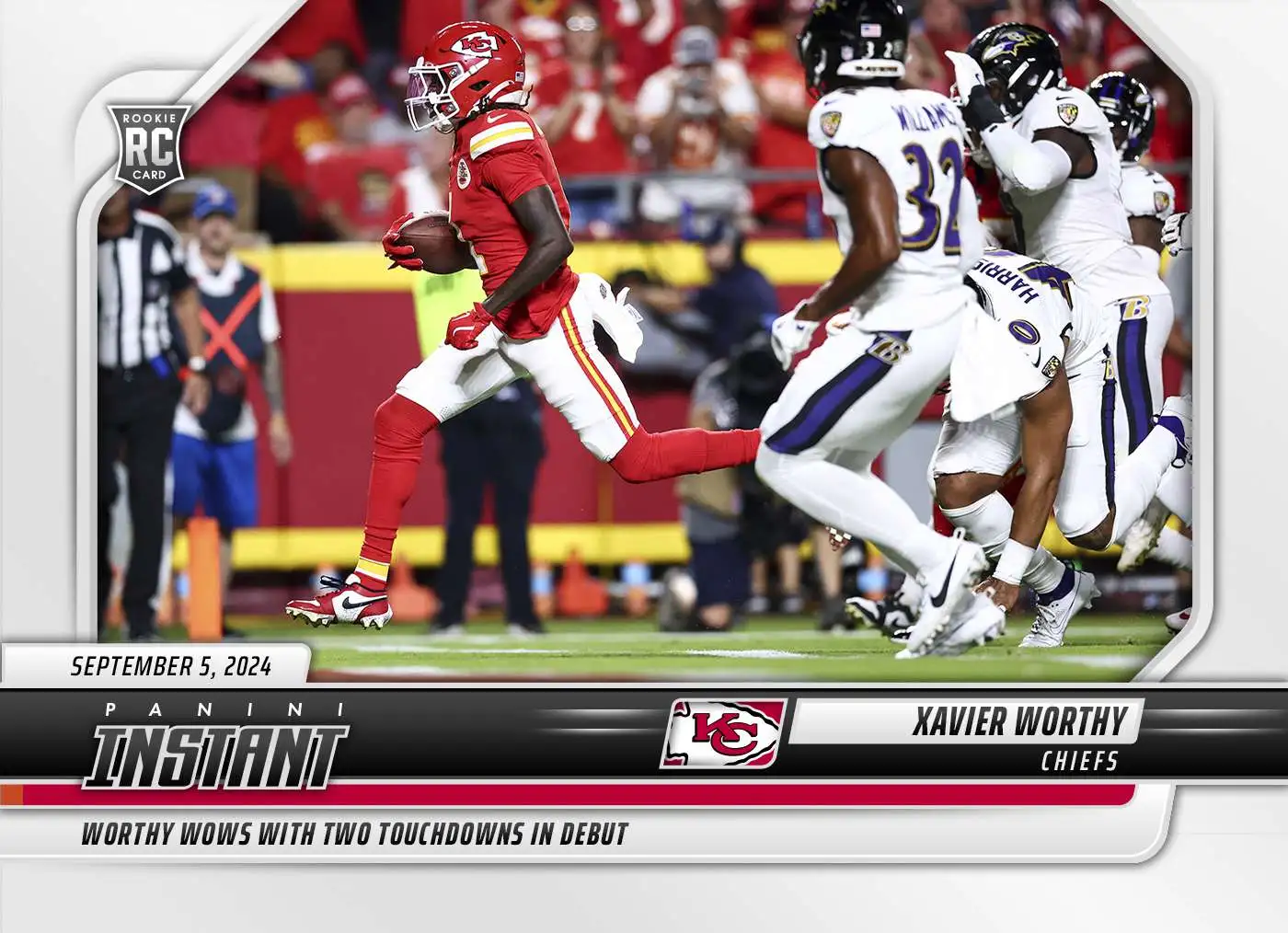 NFL Kansas City Chiefs 2024 Instant Football Single Card Xavier Worthy ...