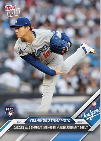 MLB Los Angeles Dodgers 2024 NOW Baseball Single Card Yoshinobu Yamamoto 270 Rookie - ToyWiz