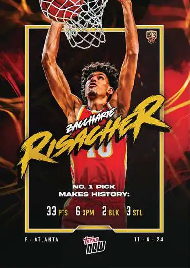 NBA Atlanta Hawks 2024-25 Topps NOW Basketball Single Card Zaccharie ...