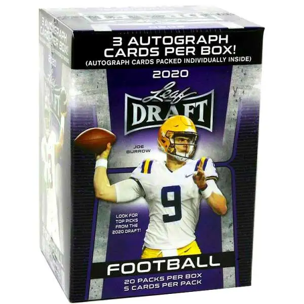 NFL Leaf 2020 Draft Football Trading Card RETAIL BLASTER Box 20 Packs ...