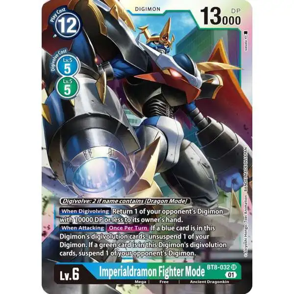 Digimon New Awakening Single Card Super Rare Imperialdramon Fighter Mode BT8-032 Alternate Art ...