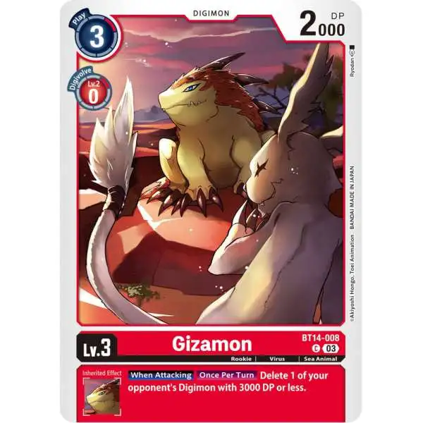 Digimon Exceed Apocalypse Single Card Common Gizamon BT15-068 - ToyWiz