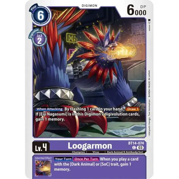 Digimon Exceed Apocalypse Single Card Common Loogarmon BT15-075 - ToyWiz