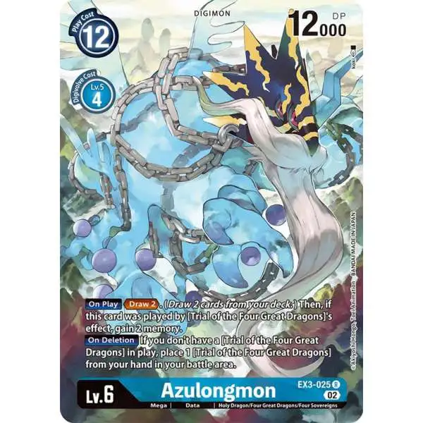 Digimon Trading Card Game Draconic Roar Single Card Rare Azulongmon EX3 ...