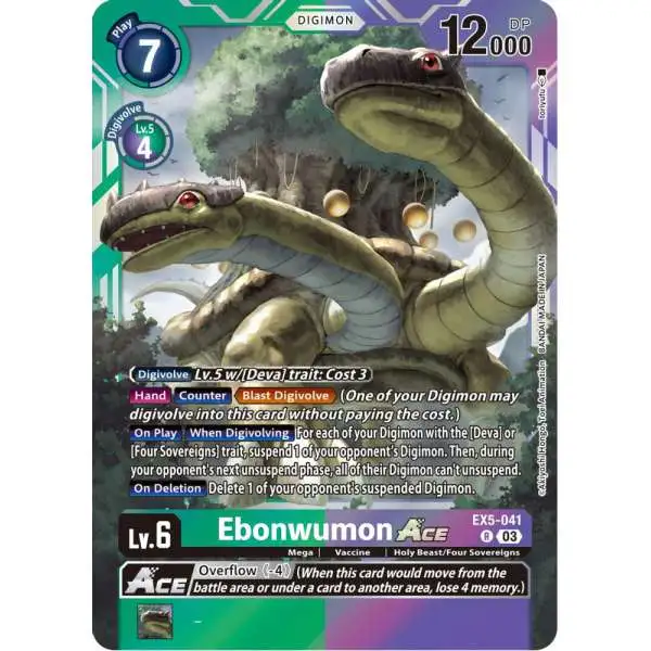 Digimon Animal Colosseum Single Card Rare Ebonwumon Ace EX5-041 Alternate Art - ToyWiz