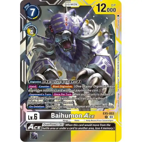 Digimon Animal Colosseum Single Card Rare Baihumon Ace EX5-053 Alternate Art - ToyWiz
