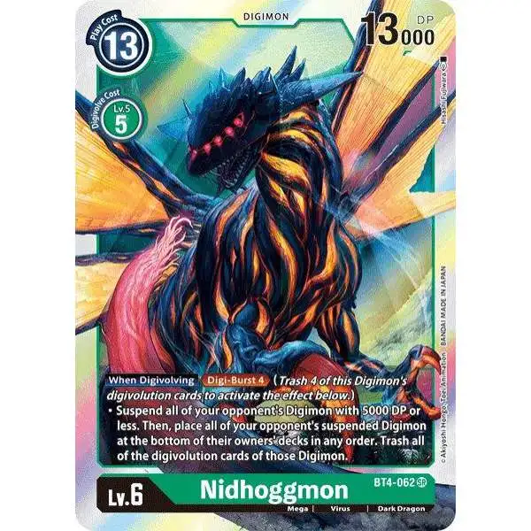 Digimon Trading Card Game Great Legend Single Card Super Rare Nidhoggmon BT4-062 Alternate Art ...