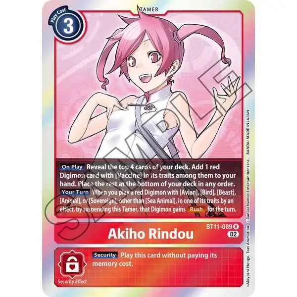 Digimon Trading Card Game Dimensional Phase Single Card Rare Akiho Rindou BT11-089 Alternate Art ...