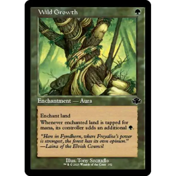 Magic The Gathering Dominaria Remastered Single Card Common Wild Growth 352 Old-Frame FOIL - ToyWiz