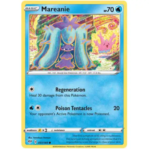 Pokemon Trading Card Game Sword Shield Silver Tempest Single Card Common Mareanie 114 - ToyWiz