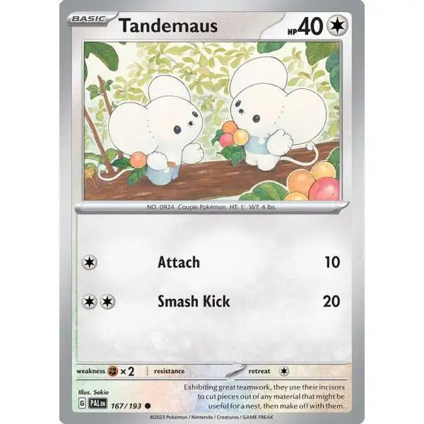 Pokemon Trading Card Game Paradox Rift Single Card Common Tandemaus 154 ...