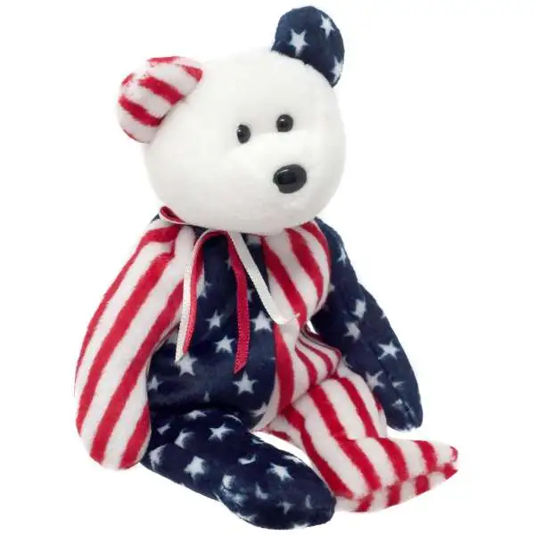 Beanie Babies Spangle the American Bear Beanie Buddy Plush 5th Gen Hang ...