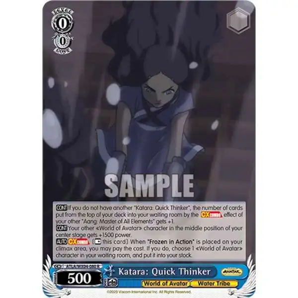 Weiss Schwarz Trading Card Game Avatar The Last Airbender Single Card Avatar Rare Katara Quick ...